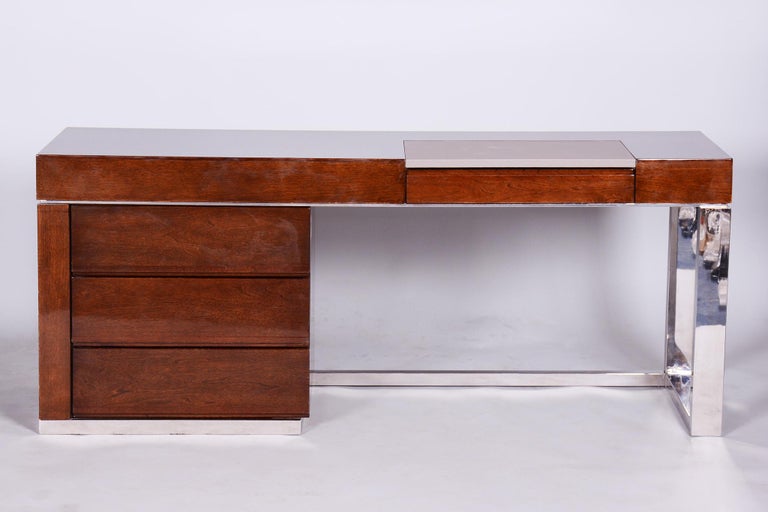 Midcentury Walnut Writing Desk, Well-Preserved Condition, Czechia ...