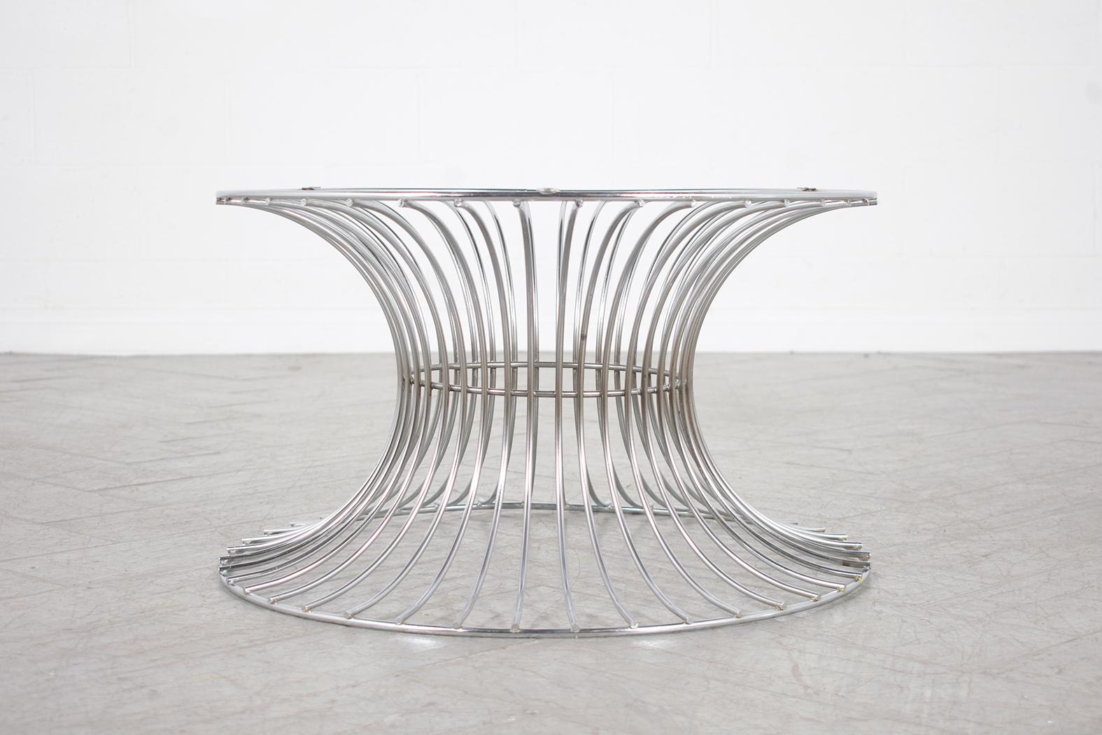 Warren Platner Style Steel and Glass Coffee Table For Sale at 1stDibs
