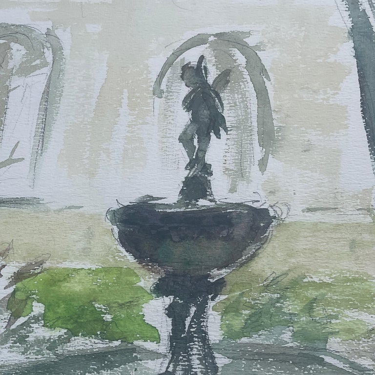 Mid-Century Watercoloring of A French Court Yard by Stuart Henry For ...