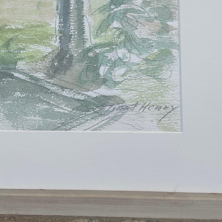 Mid-Century Watercoloring of A French Court Yard by Stuart Henry For ...