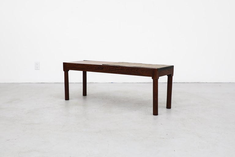 Midcentury Wenge and Stone Side or Coffee Table For Sale at 1stDibs