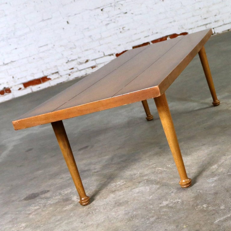 Midcentury Western Ranch Oak Style Plank Coffee Table with Bow Tie ...