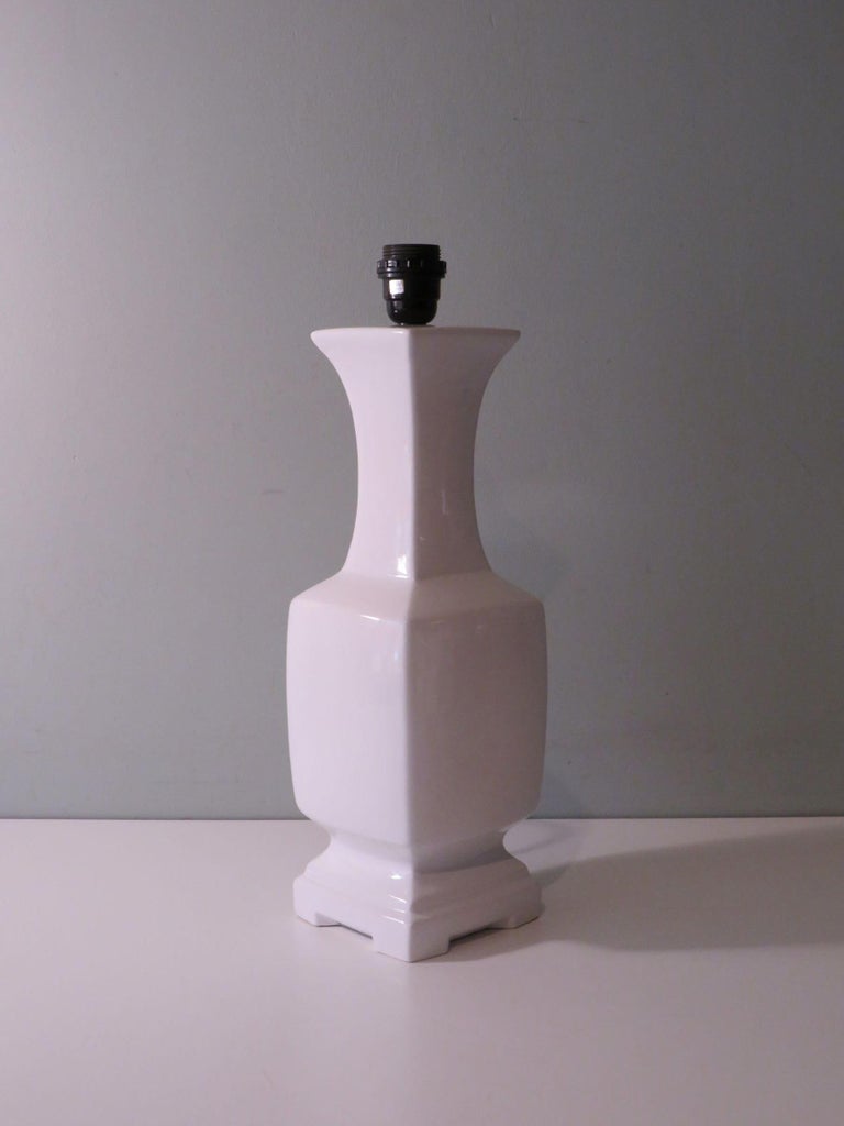 Midcentury White Ceramic Table Lamp with New, Professionally Handmade ...