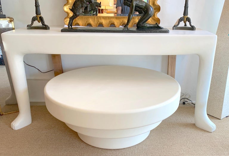 Mid Century White Lacquer Sculptural 'Devo' Coffee Table at 1stDibs