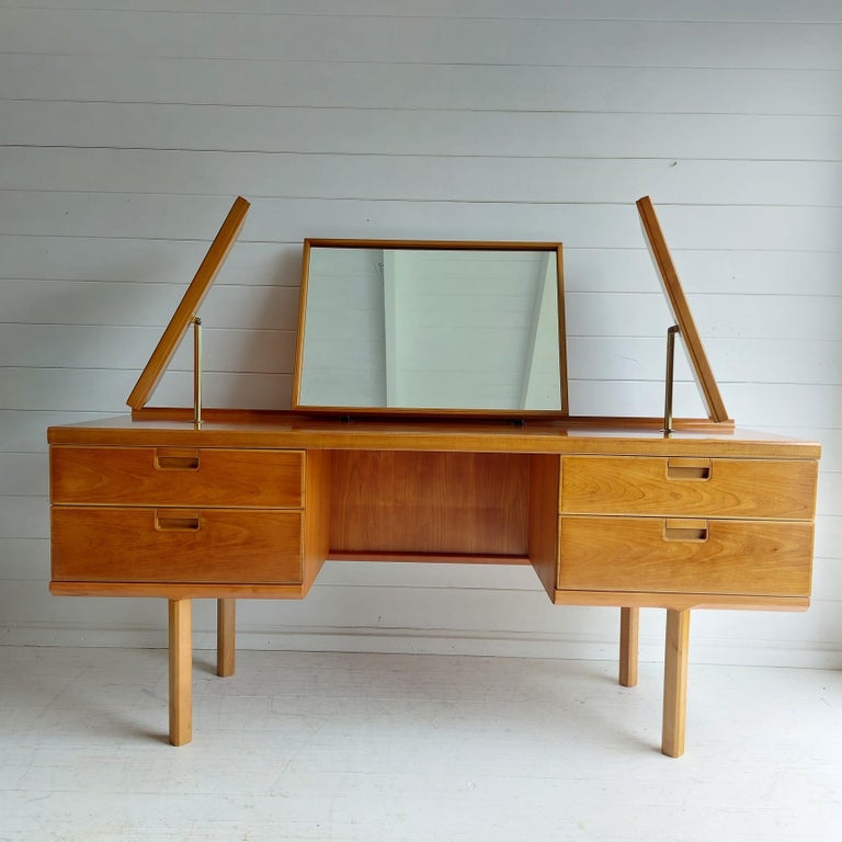 Midcentury White and Newtonteak and Beech Dressing Table Triptych ...