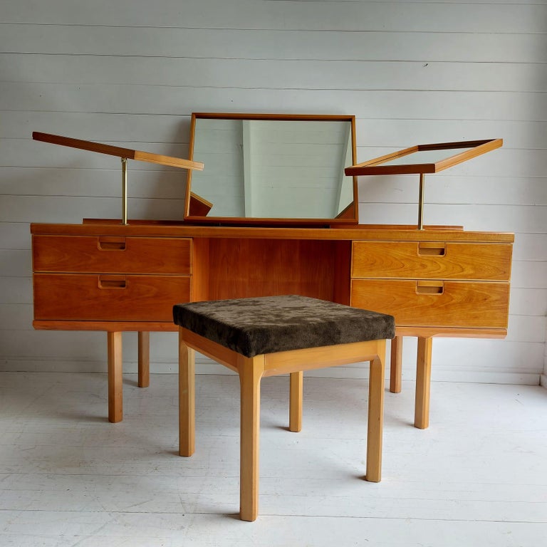 Midcentury White and Newtonteak and Beech Dressing Table Triptych ...