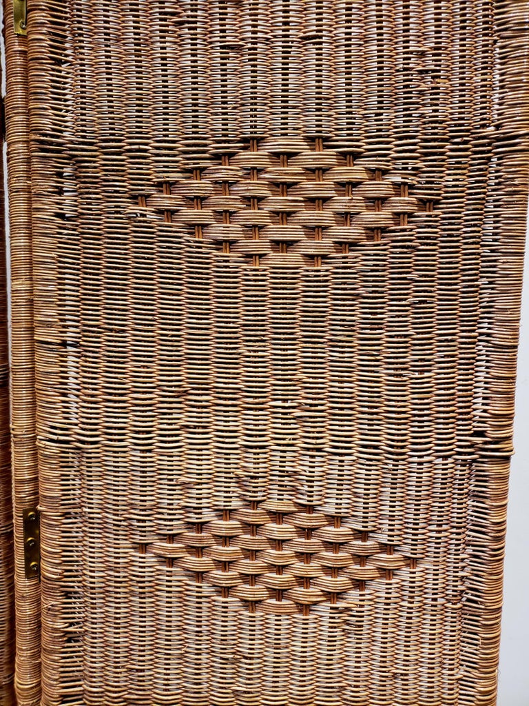 Midcentury Wicker and Rattan Folding Screen at 1stDibs | wicker folding ...