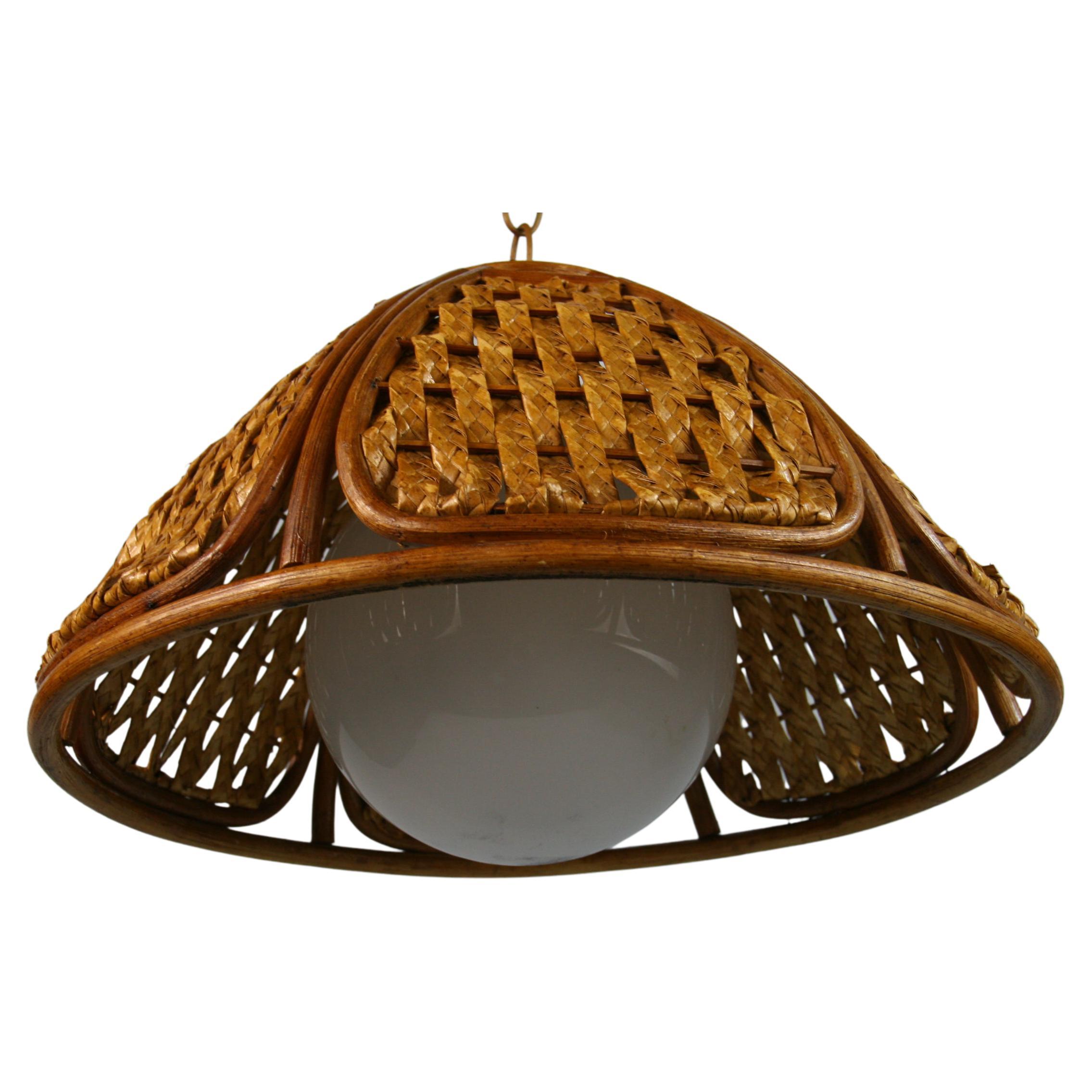 Large Round Wicker Pendant '2 available' For Sale at 1stDibs