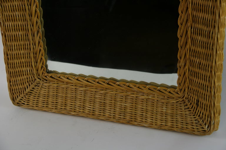 Midcentury Wicker Arch Top Mirror at 1stDibs