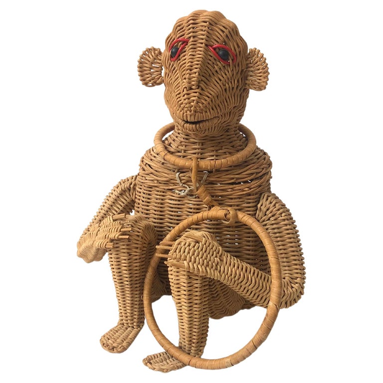 Mid Century Wicker Monkey Purse For Sale at 1stDibs