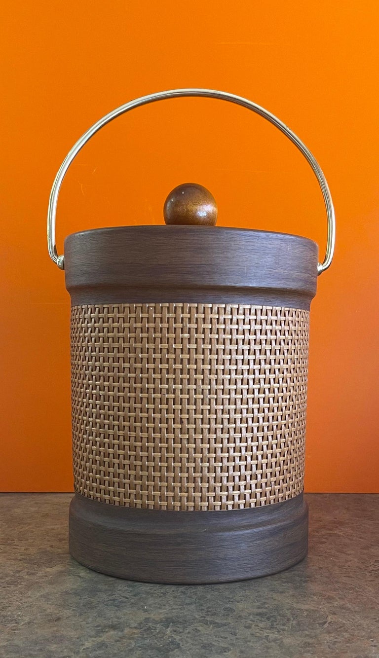 Mid-Century Wicker Wrapped Ice Bucket by Georges Briard For Sale at 1stDibs