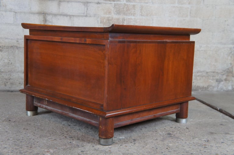 Mid Century Willett Solid Cherry Side End Table TV Console Cabinet Ming ...