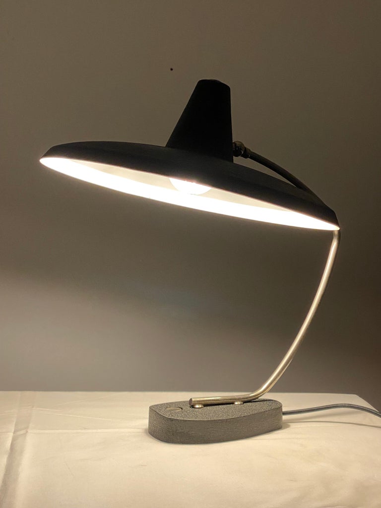 Mid-Century Witch Hat Brass/Steel Table Lamp For Sale at 1stDibs