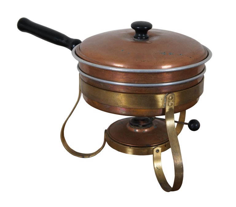 Mid Century Wittcrosse Copper Chafing Dish Burner Warmer Brass Stand ...