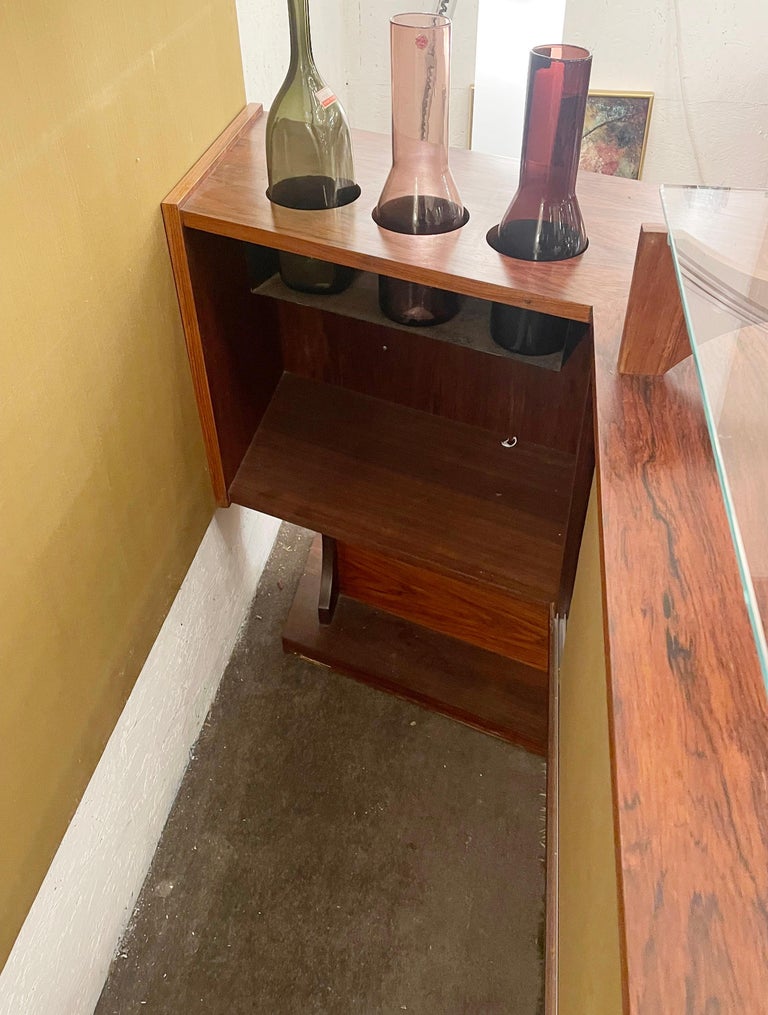 Mid-Century Wood and Green Textile Bar, Italy 1960s For Sale at 1stDibs