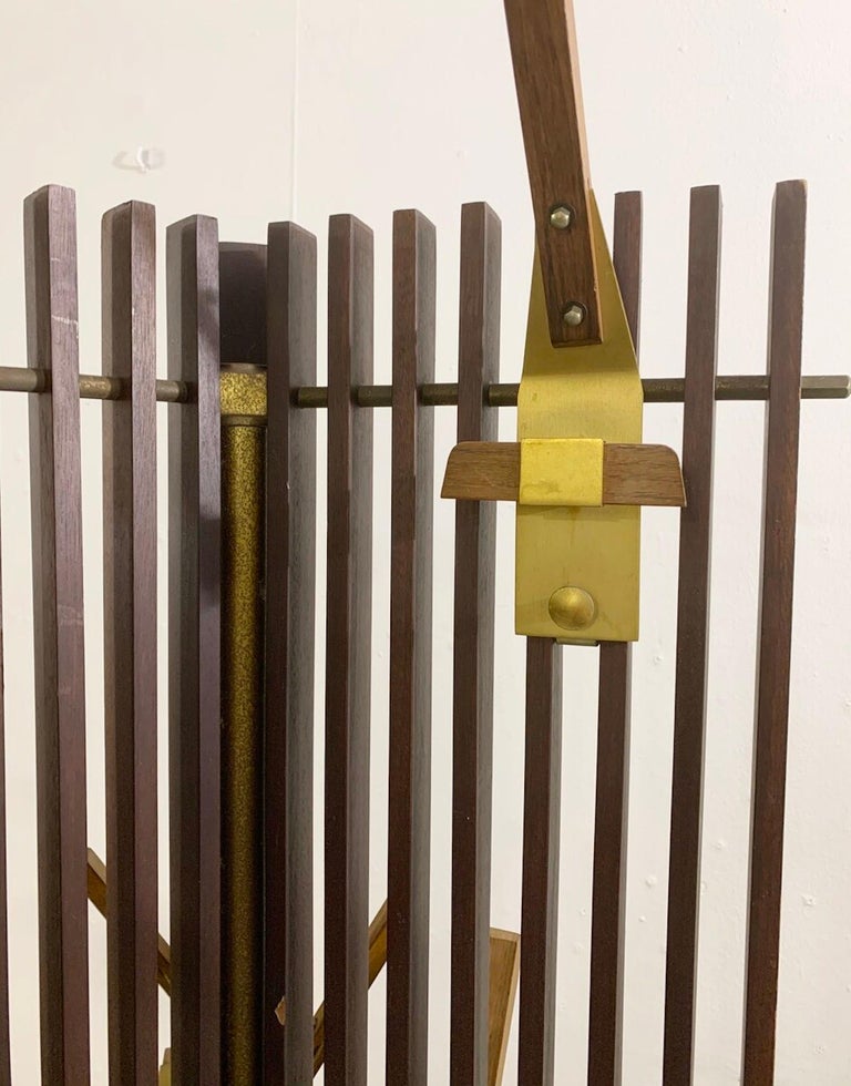 Mid-Century Wood and Travertine Feet Swivel Slatted Modulable Coat Rack ...