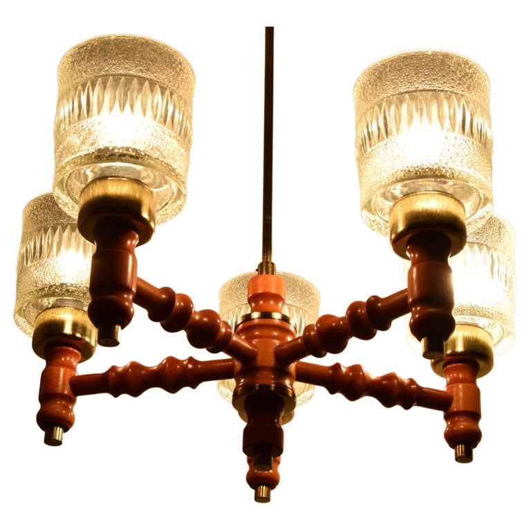 Mid-Century Wood Chandelier by Instala Jilove U Decina, 1960's For Sale ...