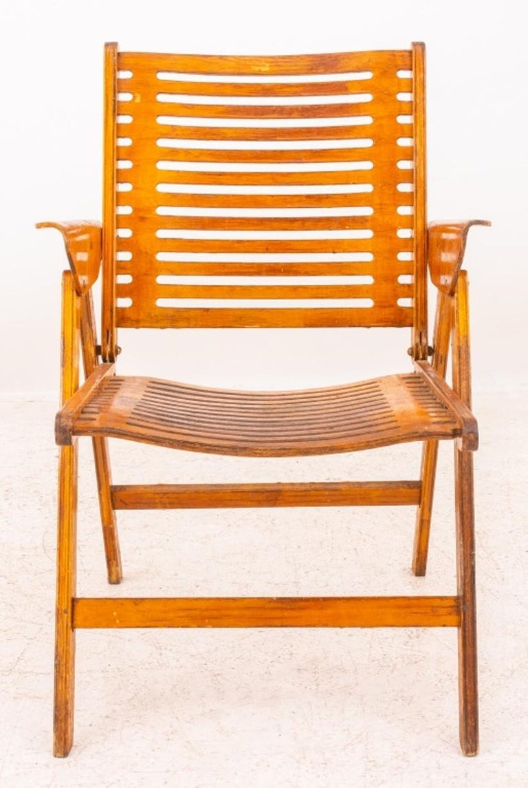 Mid-Century Wood Foldable Arm Chair For Sale at 1stDibs