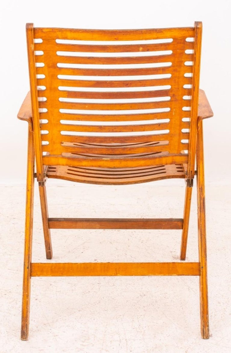 Mid-Century Wood Foldable Arm Chair For Sale at 1stDibs