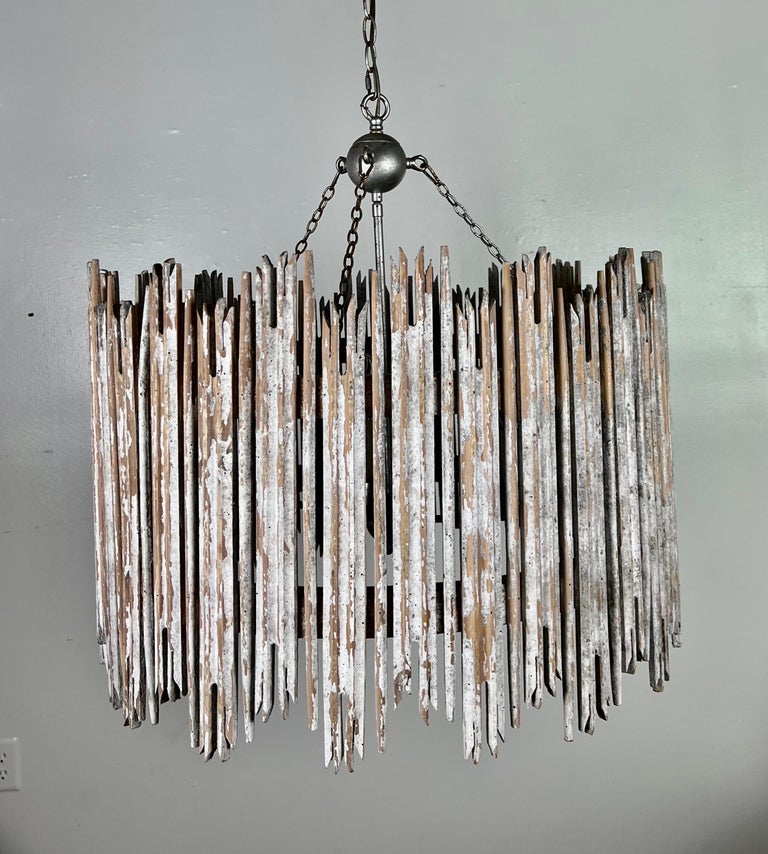 Midcentury Wood Painted Light Fixture For Sale at 1stDibs