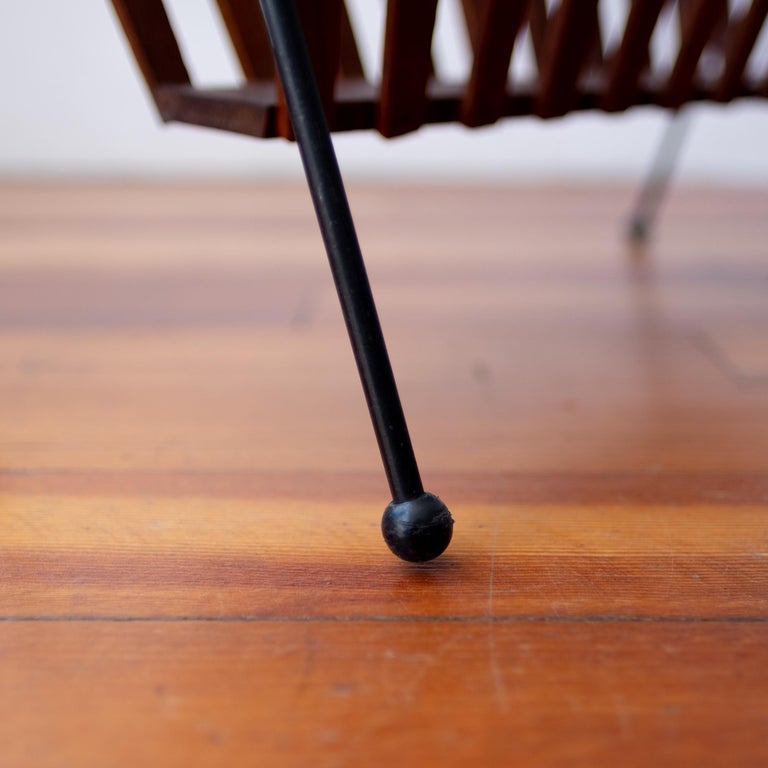 Midcentury Wood Slat and Iron Magazine Holder For Sale at 1stDibs ...