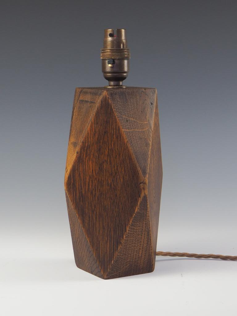 Mid Century Wooden Geometric Table Lamp For Sale at 1stDibs