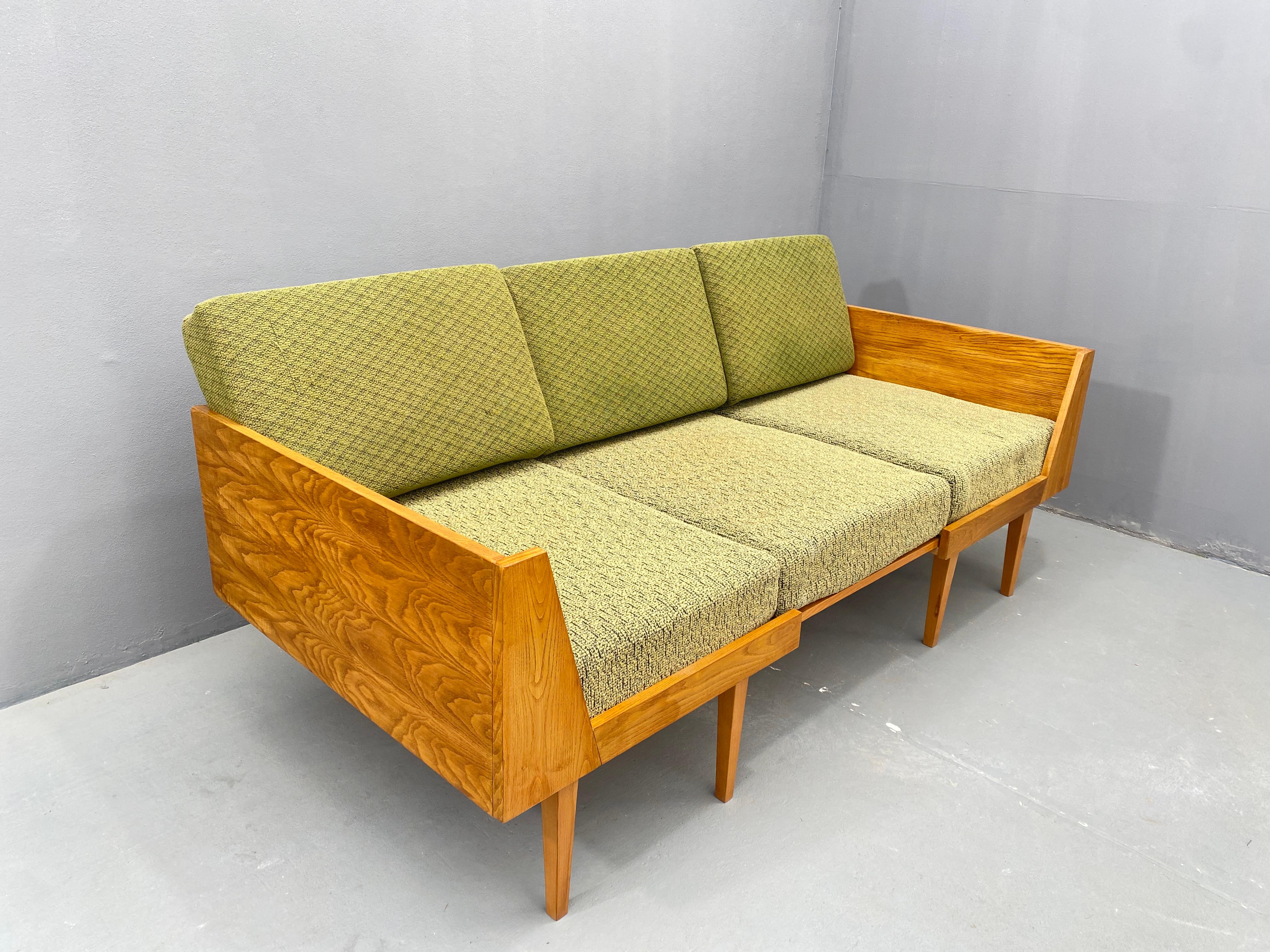 Mid century wooden Sofa with side Table – Modular Design, 1970's For ...