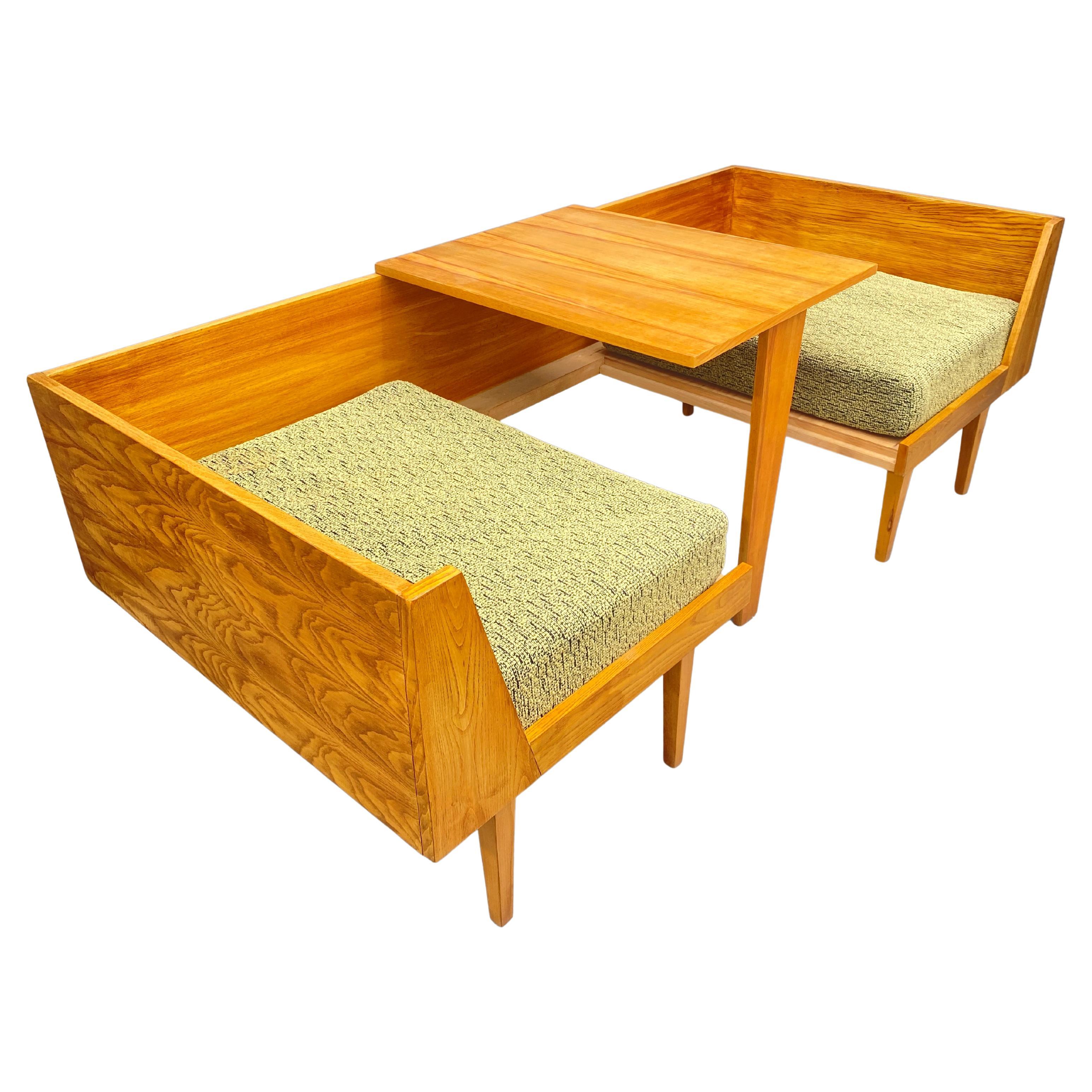 Mid century wooden Sofa with side Table – Modular Design, 1970's For ...