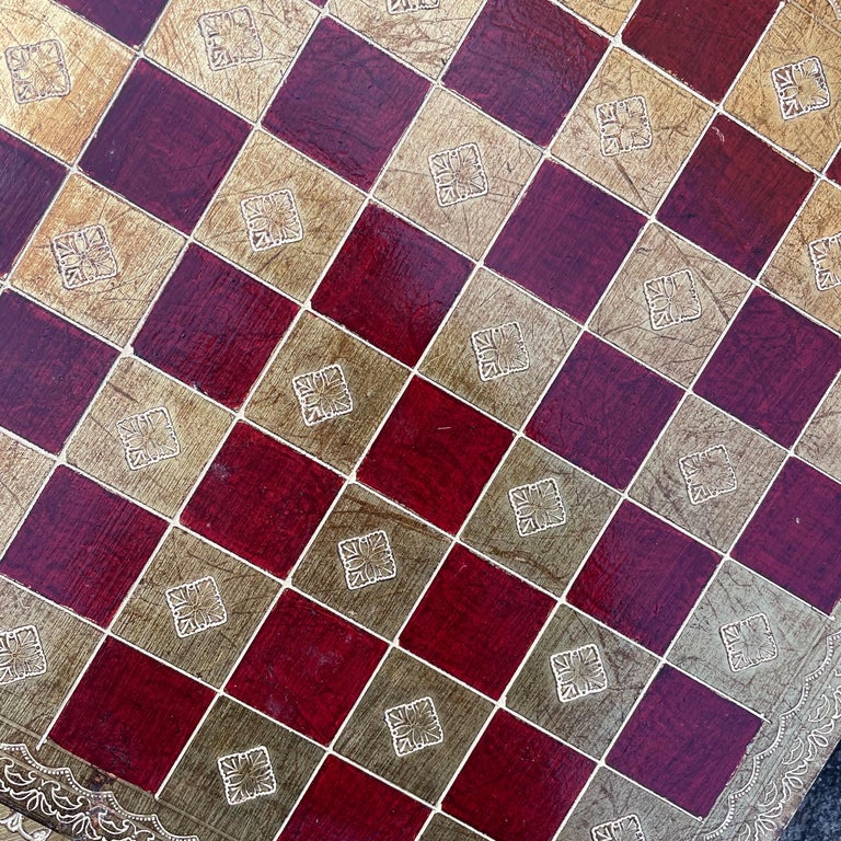 Mid Century Wooden Tiles, Hand Painted Checkerboard Design, Gold ...