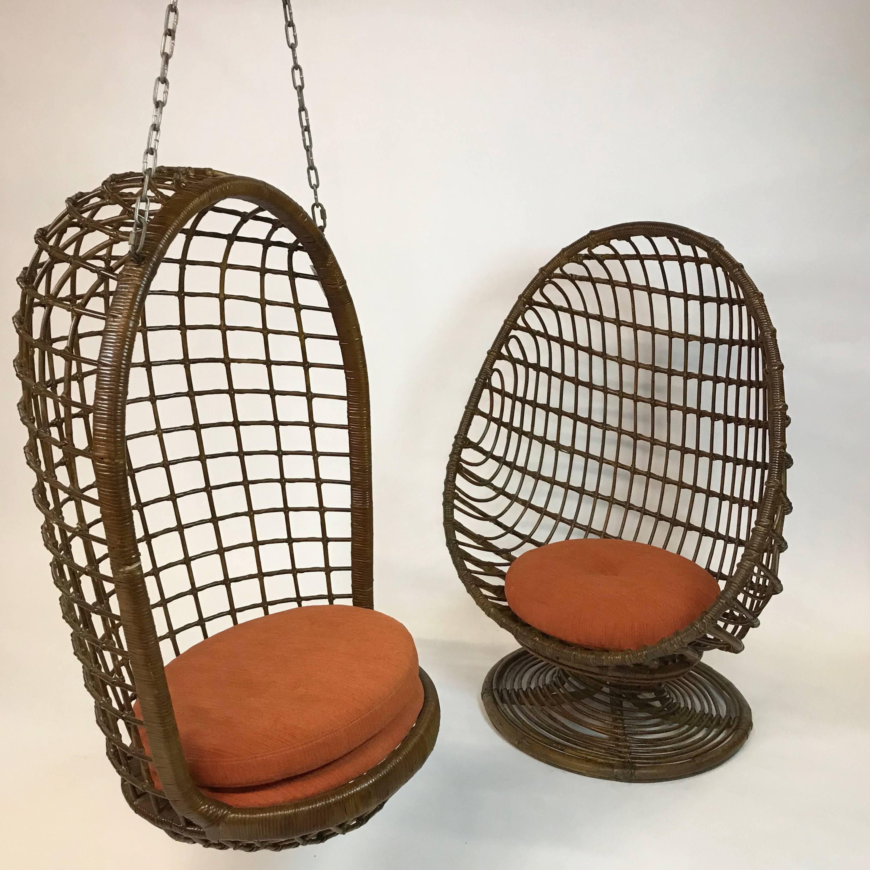 Mid Century Woven Rattan Egg Chair at 1stDibs | mid-century modern egg ...
