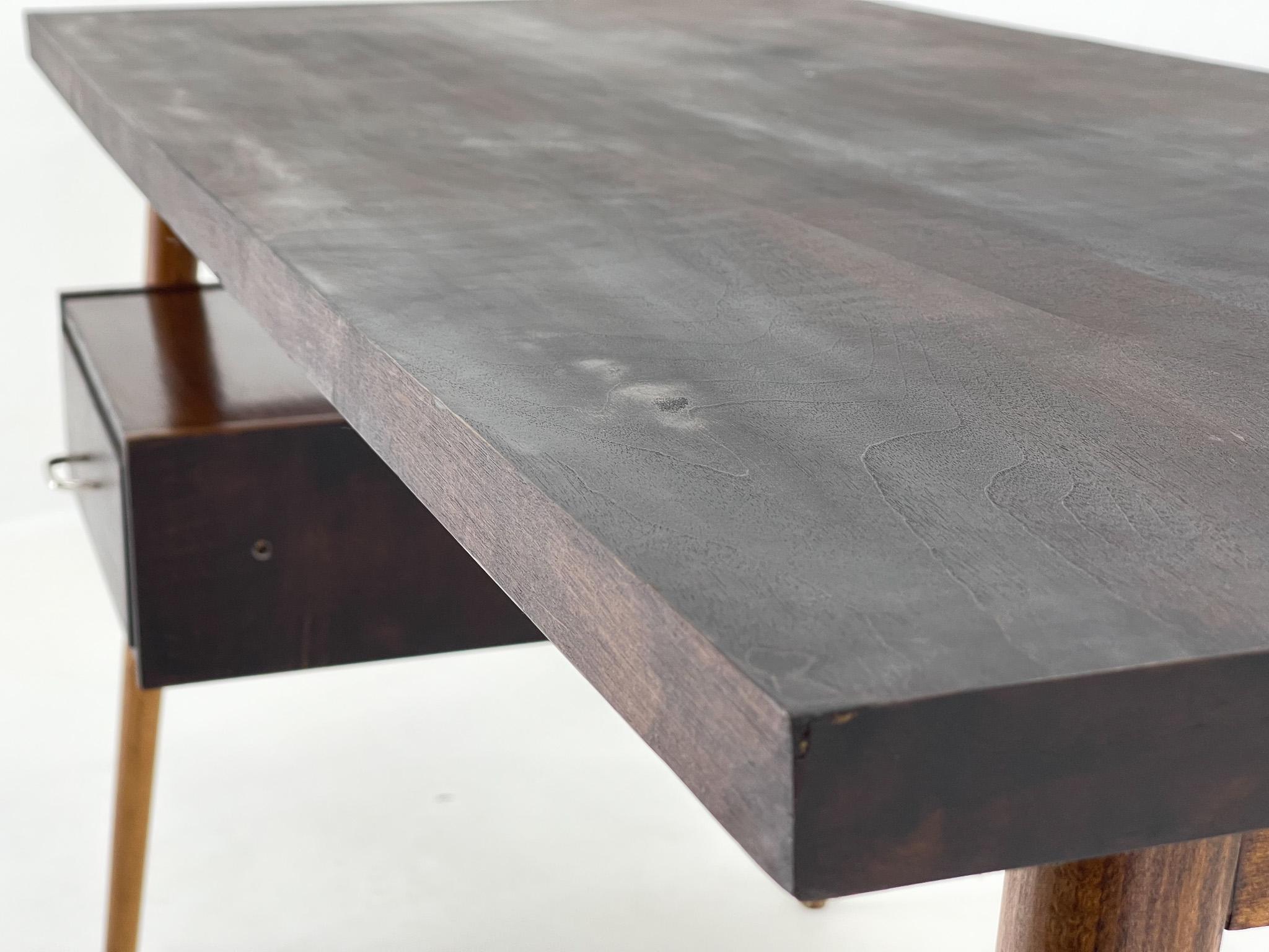 Mid-century Writing Desk with One Floating Drawer For Sale at 1stDibs