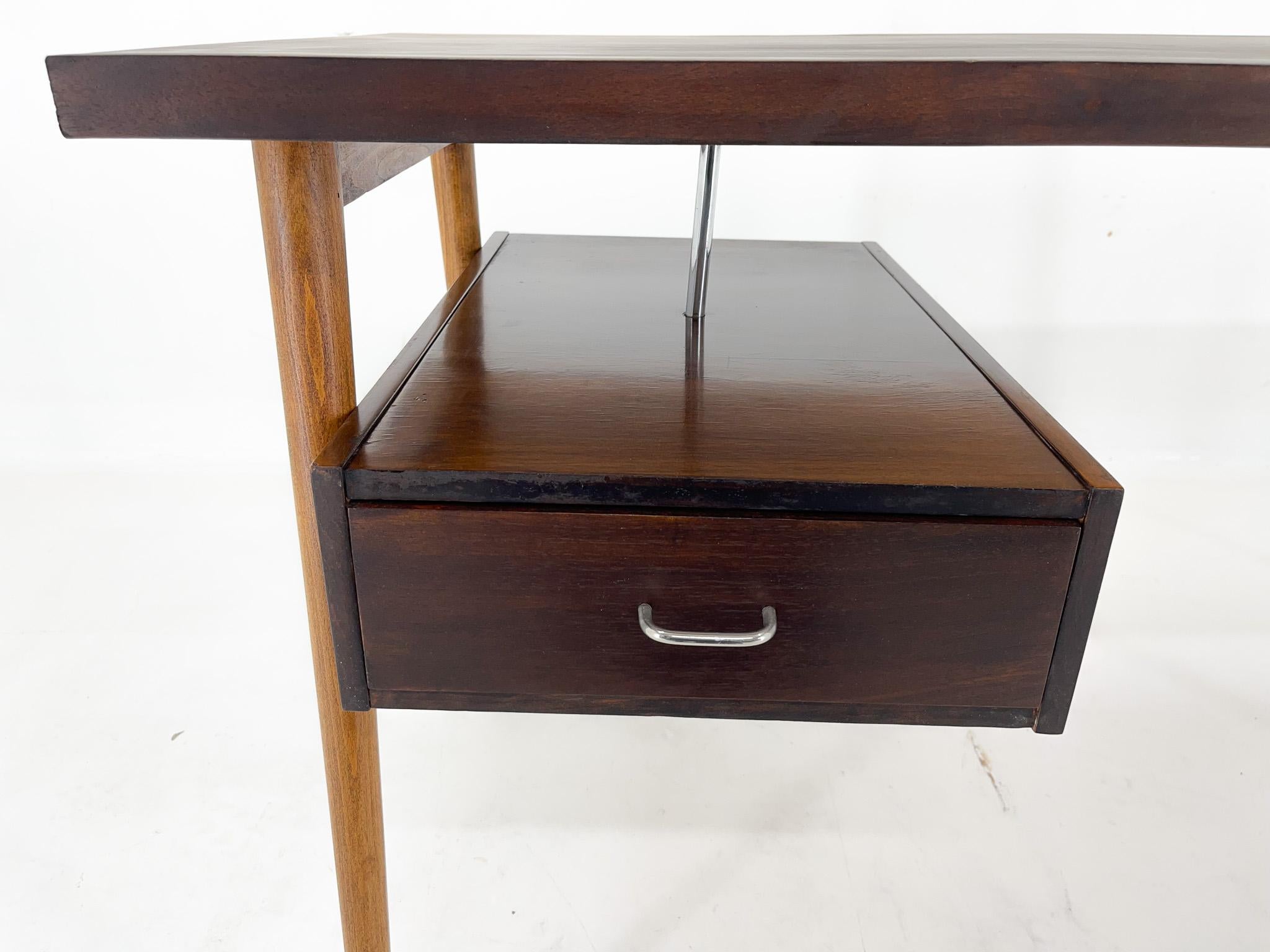 Mid-century Writing Desk with One Floating Drawer For Sale at 1stDibs