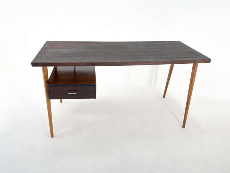 Midcentury Writing Desk with One Floating Drawer For Sale at 1stDibs