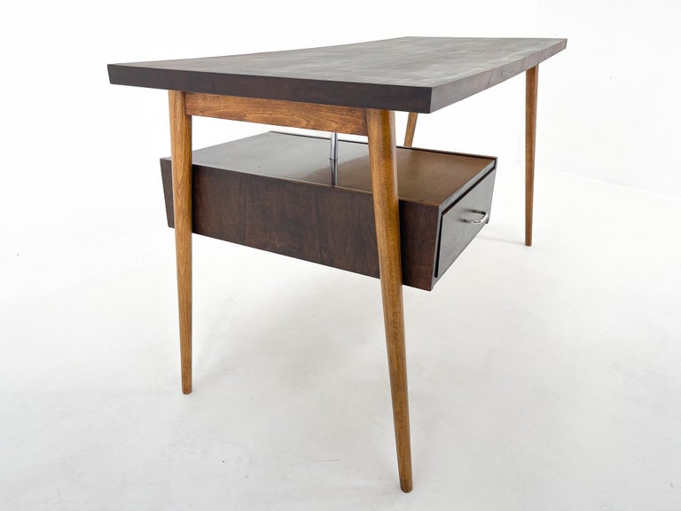Midcentury Writing Desk with One Floating Drawer For Sale at 1stDibs