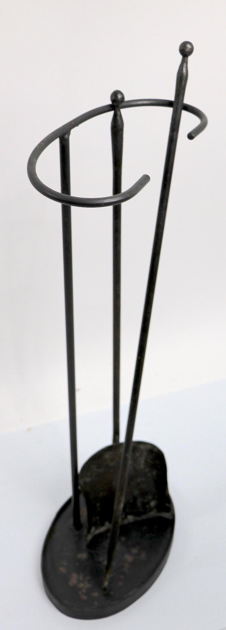 Mid Century Wrought Iron Fireplace Tool Set at 1stDibs