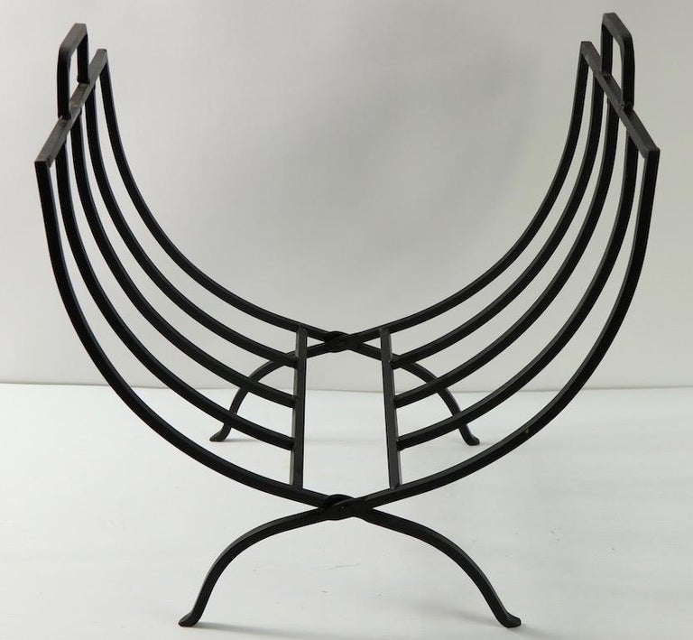 Mid Century Wrought Iron Log Holder at 1stDibs