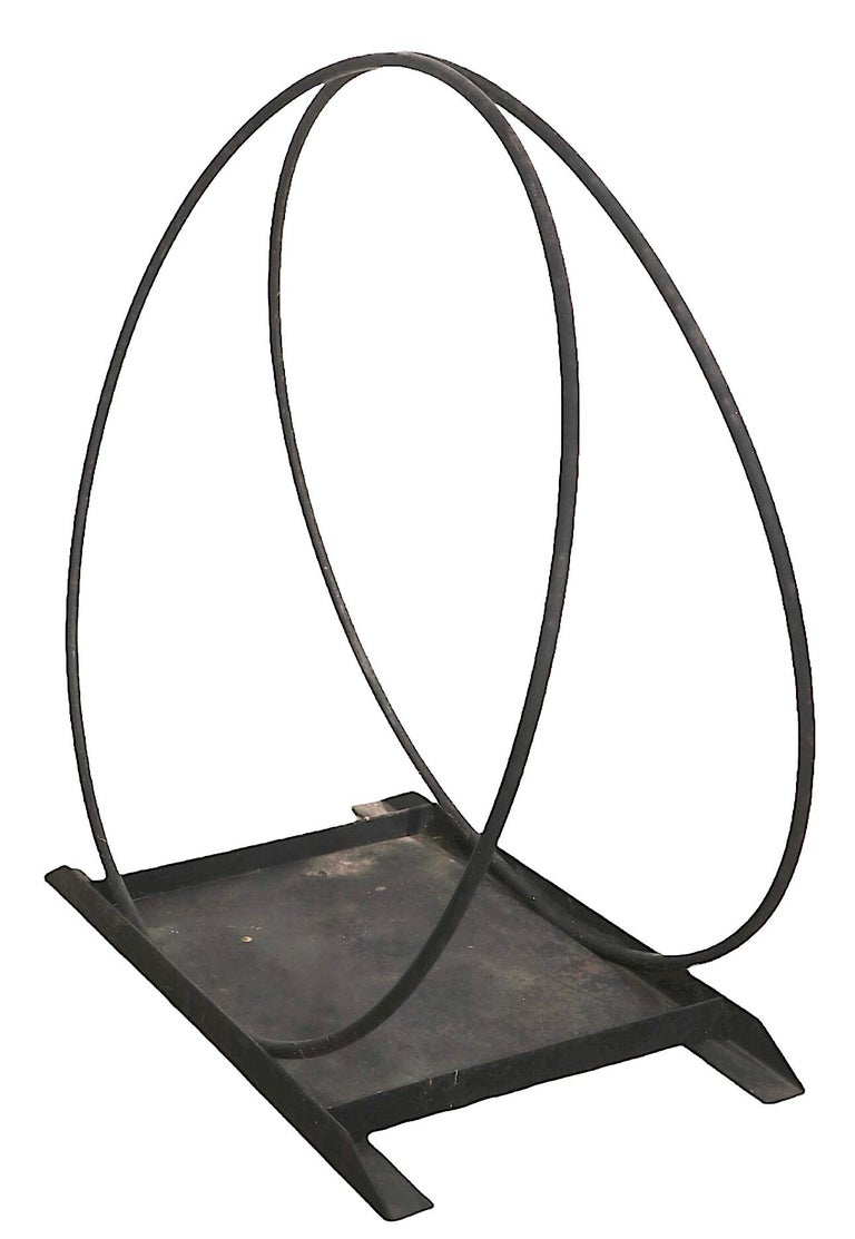 Mid Century Wrought Iron Log Holder For Sale at 1stDibs