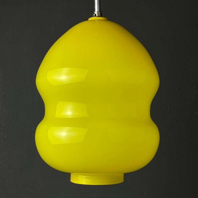 Midcentury Yellow Glass Pendant Lamp Yugoslavia, 1970s For Sale at 1stDibs