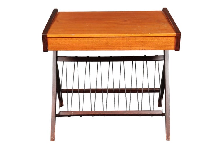 Mid-Century Z Shape End Table with Magazine Rack at 1stDibs
