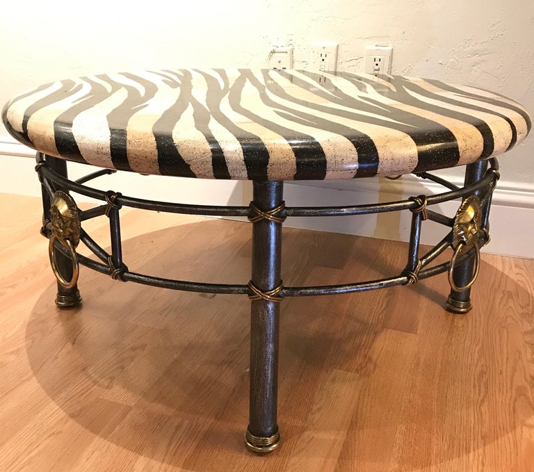 Midcentury Zebra Top Cocktail Table For Sale at 1stdibs