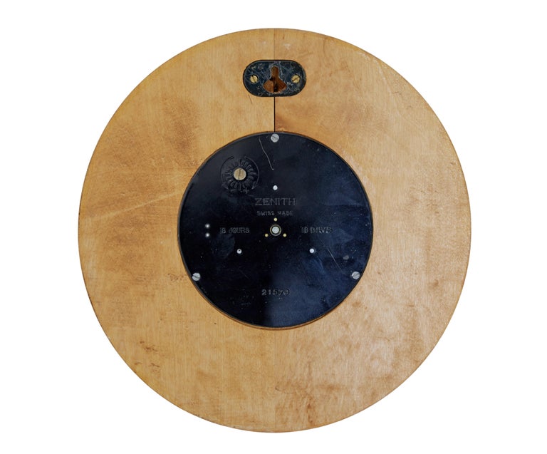 Mid-Century Zenith Oak Wall Clock at 1stDibs