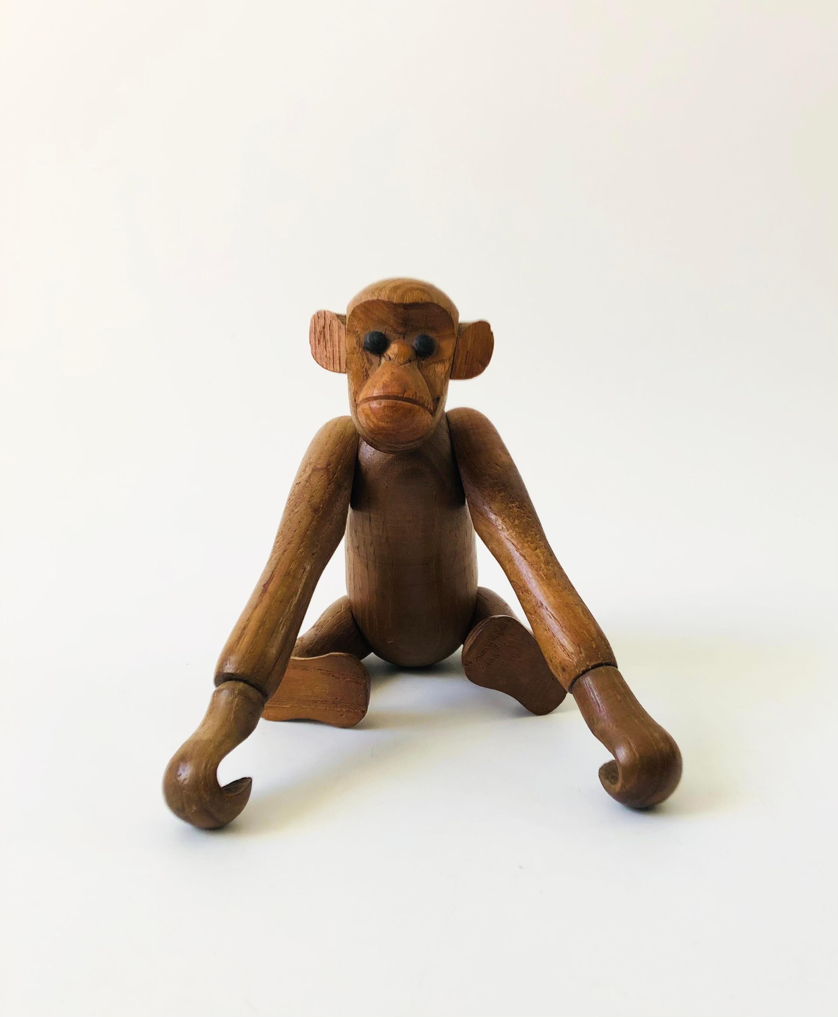 Mid Century Zoo Line Wood Monkey at 1stDibs