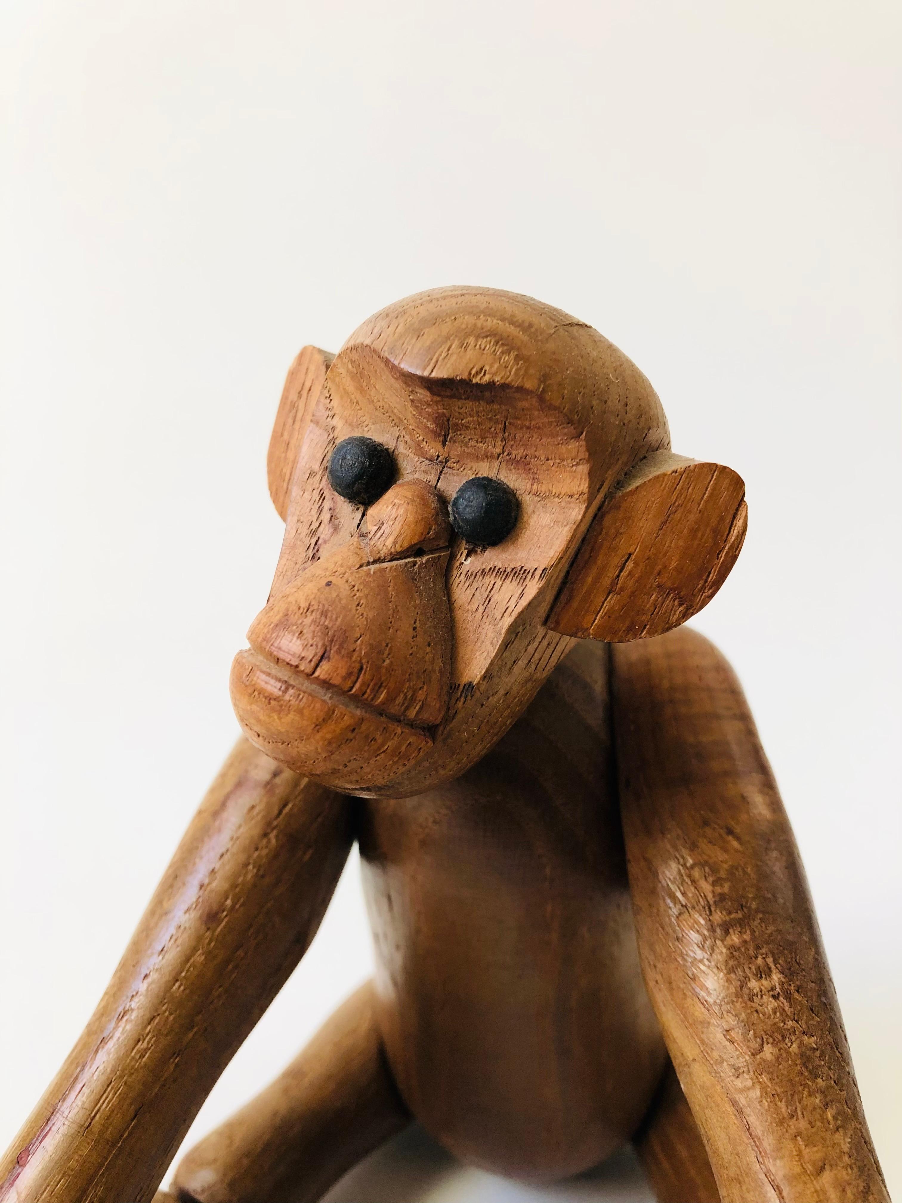 Mid Century Zoo Line Wood Monkey at 1stDibs