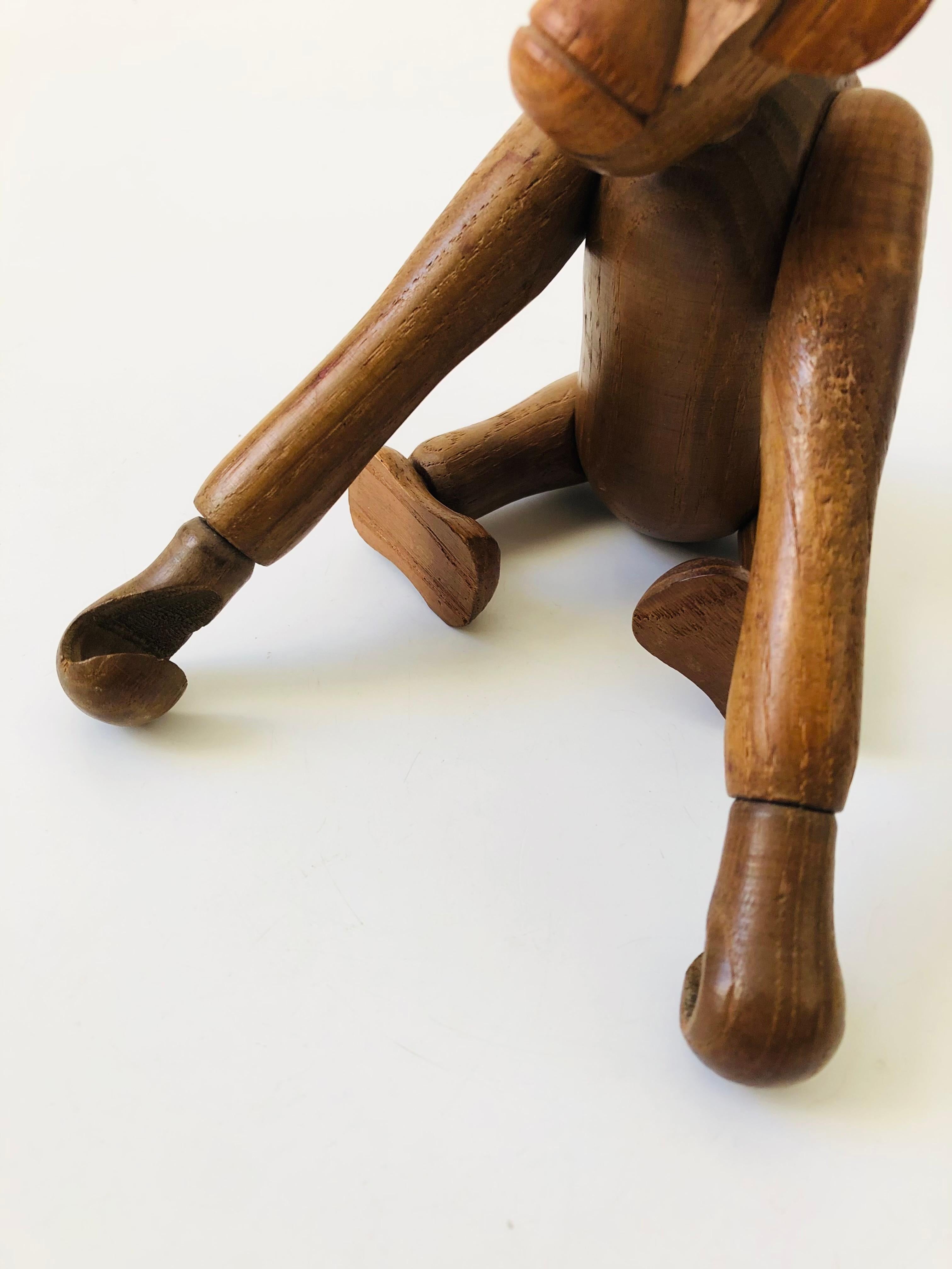 Mid Century Zoo Line Wood Monkey at 1stDibs