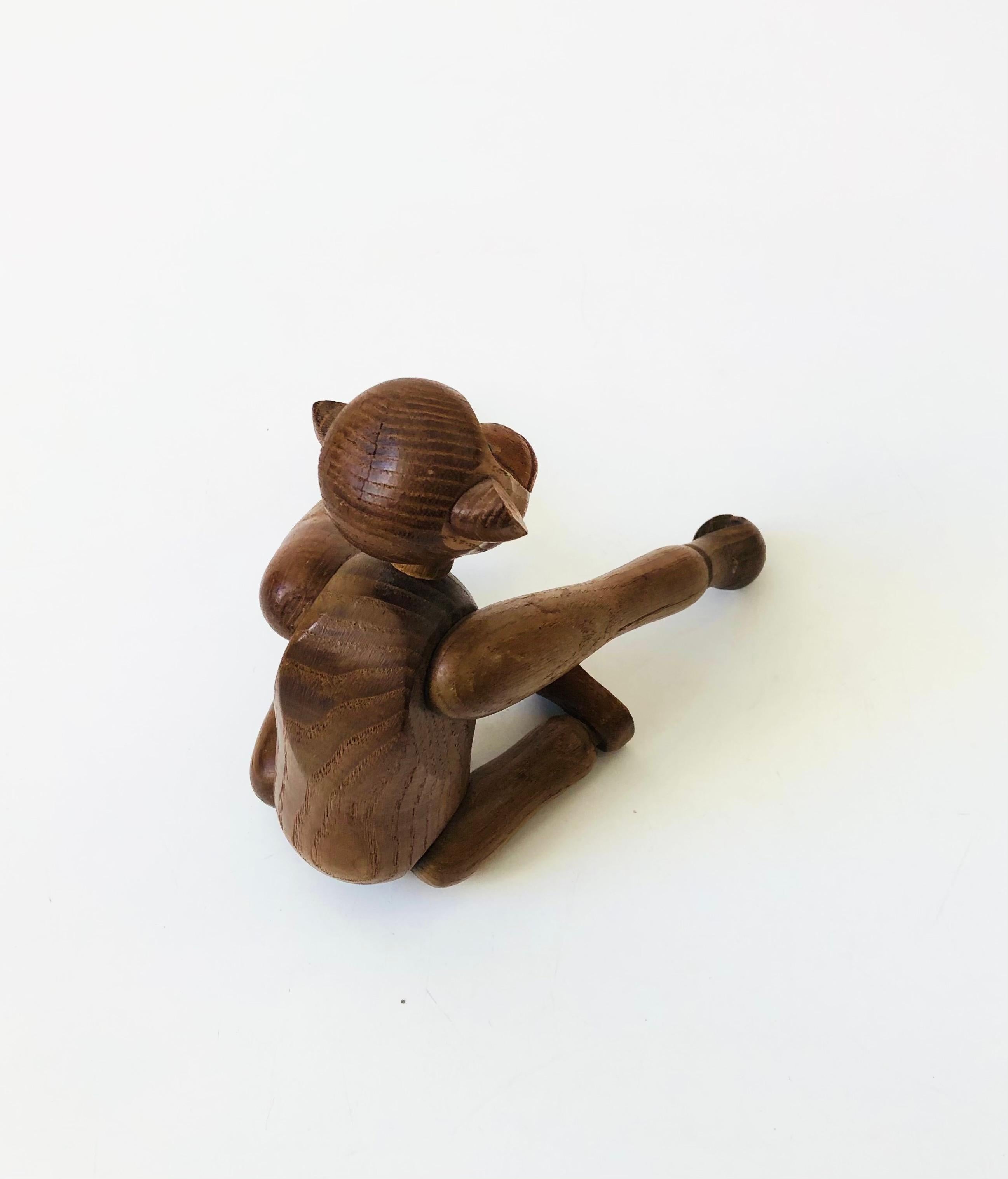 Mid Century Zoo Line Wood Monkey at 1stDibs