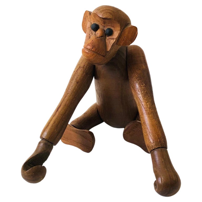 Mid Century Zoo Line Wood Monkey For Sale at 1stDibs