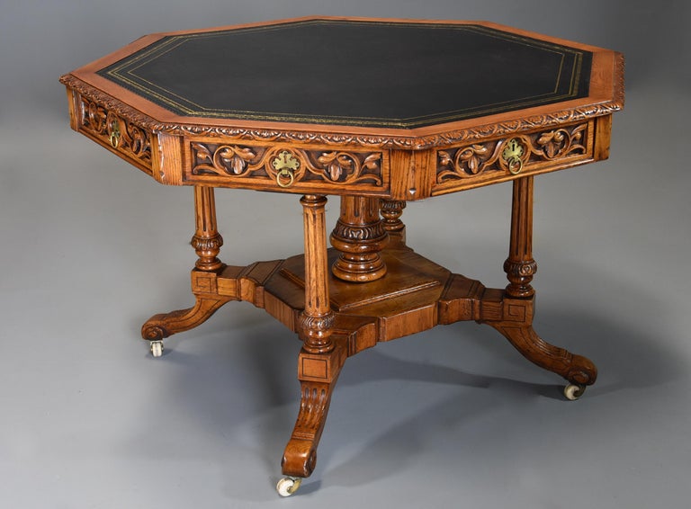 Mid-Late 19th Century Oak Octagonal Library Table by T.H. Filmer and ...