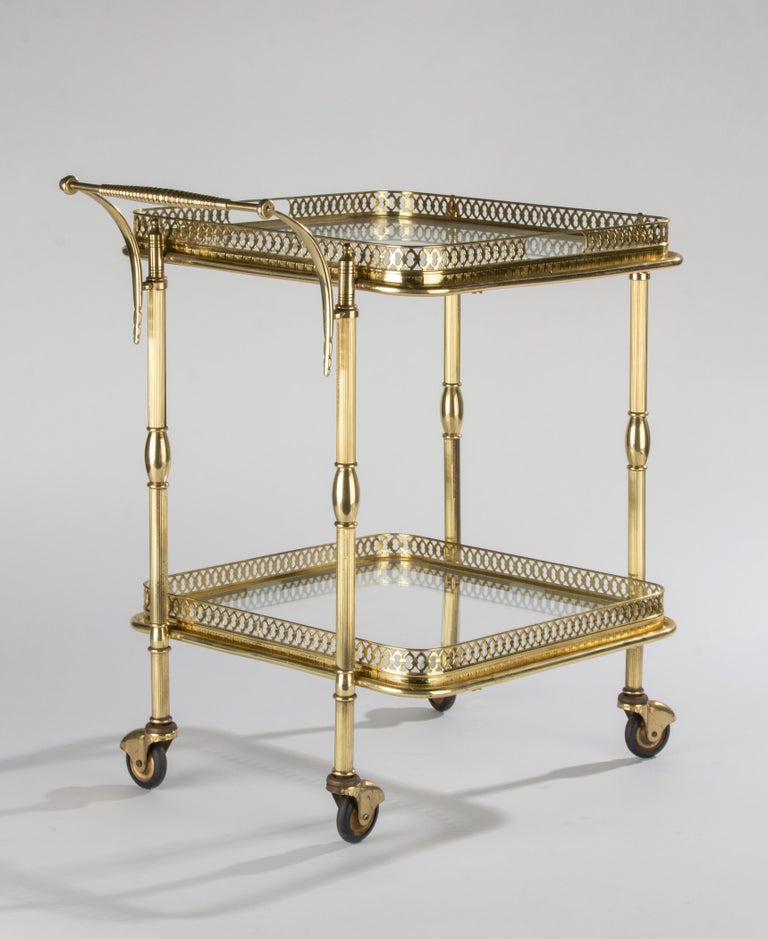 Mid-Modern Copper Century Hollywood Regency Bar Cart Trolley at 1stDibs