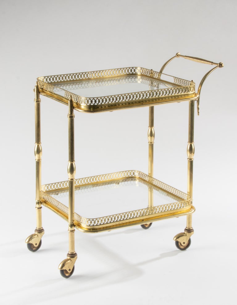 Mid-Modern Copper Century Hollywood Regency Bar Cart Trolley at 1stDibs