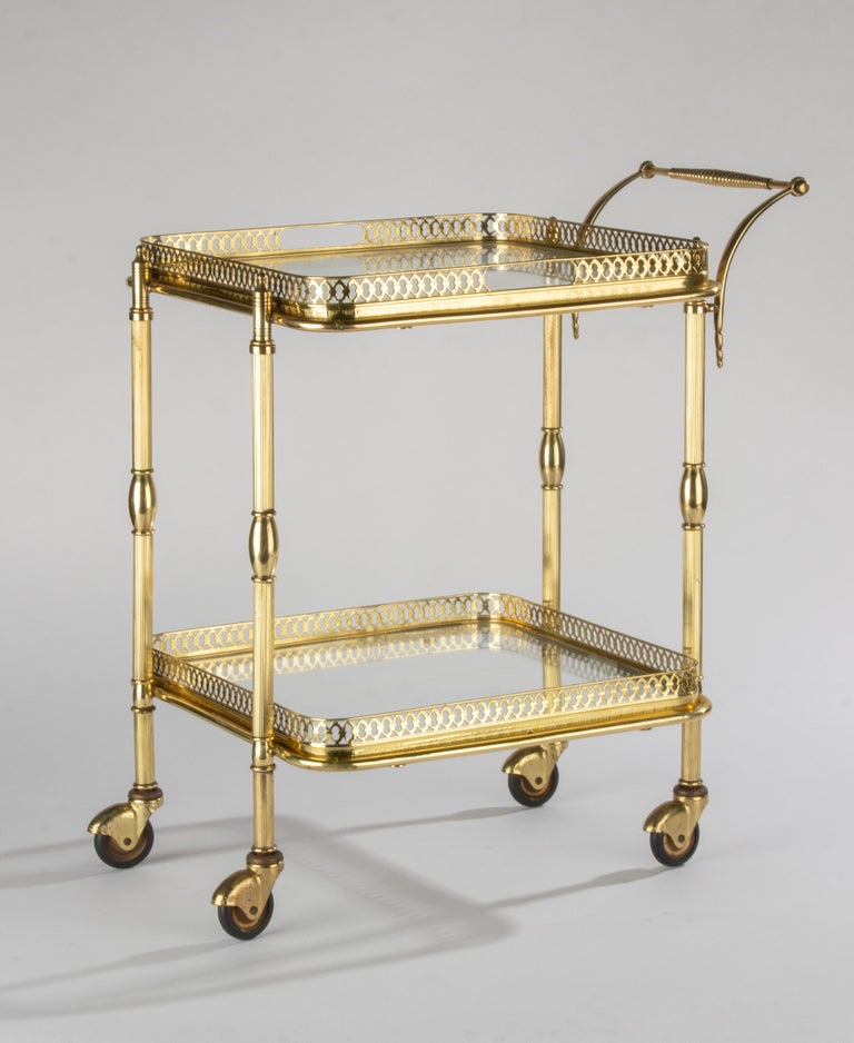 Mid-Modern Copper Century Hollywood Regency Bar Cart Trolley at 1stDibs